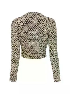 SIYU Geometric-pattern Tie-front Blouse - Neutrals