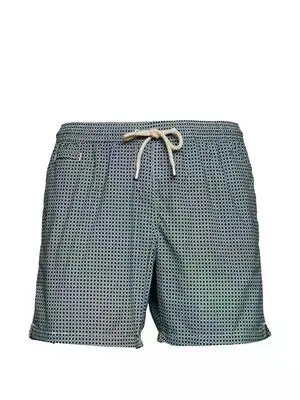 MC2 SAINT BARTH Geometric-Print Swim Shorts Green