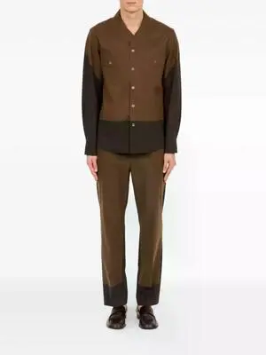 MAISON MARGIELA Two-tone Button-down Patch-pocket Shirt