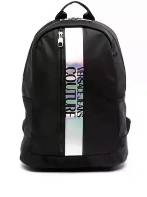 Versace Logo-stripe Laptop Backpack - Black