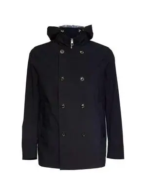 MONTECORE Double-breasted Hooded Coat - Black