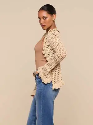 L'Agence Solaris Crocheted Cardigan - Sand Dune