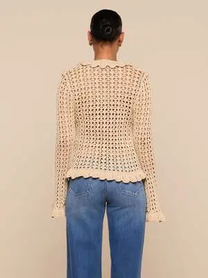 L'Agence Solaris Crocheted Cardigan - Sand Dune