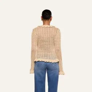 L'Agence Solaris Crocheted Cardigan - Sand Dune