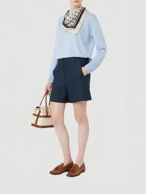 Max Mara Linen Crew Neck Sweater - Blue