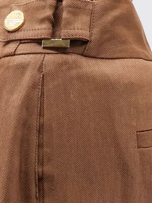 Elisabetta Franchi High Waisted Linen Blend Shorts - Brown