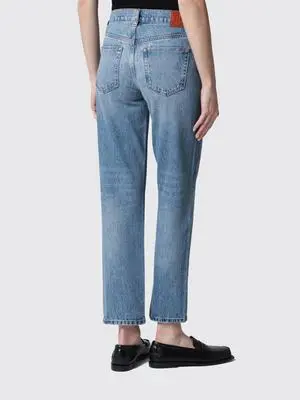 ANINE BING Cotton Denim Straight Leg Jeans - Blue