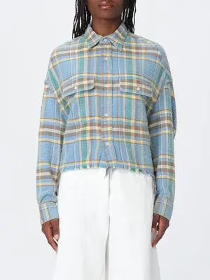 R13 Plaid Cropped Shirt - Blue