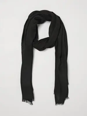 Emporio Armani Cotton Blend Stole With Eagle Jacquard - Black
