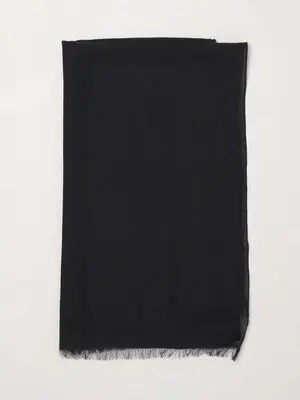 Emporio Armani Cotton Blend Stole With Eagle Jacquard - Blue