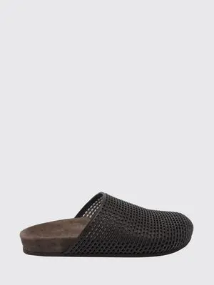 Brunello Cucinelli Perforated Leather Mules With Monile Embellishment - Brown
