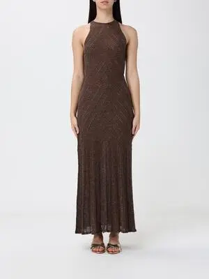 TWINSET Lurex Viscose Knit Halterneck Maxi Dress