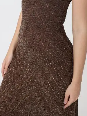 TWINSET Lurex Viscose Knit Halterneck Maxi Dress