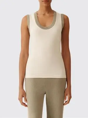 Fabiana Filippi Sleeveless Cotton Knit Top - Beige