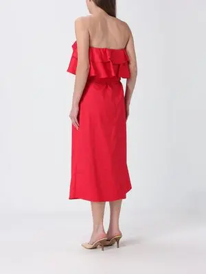 HANITA Cotton Poplin Midi Dress With Ruffles And Belt