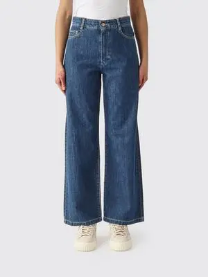 Max Mara Wide-leg Jeans In Cotton And Kapok - Denim