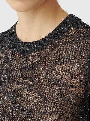 Fabiana Filippi Floral Knit Crew Neck Sweater - Blue