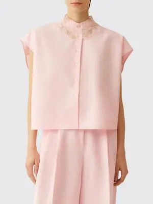 Fabiana Filippi Sleeveless Cotton Shirt With Embroidered Lace