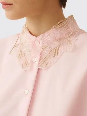 Fabiana Filippi Sleeveless Cotton Shirt With Embroidered Lace