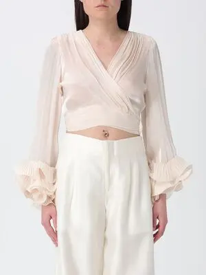 H COUTURE Wrap Top With Pleated Ruffles