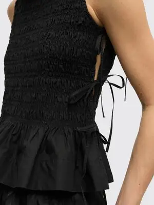GANNI Sleeveless Peplum Top - Black