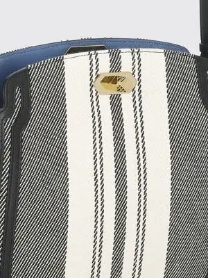 LANVIN Striped Canvas Shoulder Bag - Black