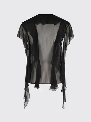 Erika Cavallini Georgette Shirt With Ruffle Embellishments - Black