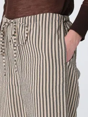 ALYSI Striped Wide Leg Trousers - Brown