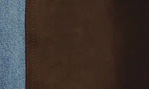 Versace Leather Patchwork Straight Leg Jeans - Dirty Blue Brown