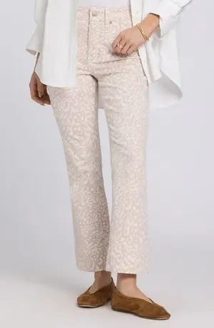 NYDJ Billie Print High Waist Ankle Mini Bootcut Jeans - Snow Leopard