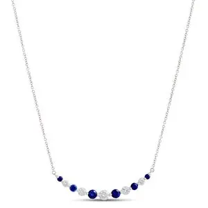Benbridge Round Sapphire And Diamond 18k White Gold Necklace - Blue