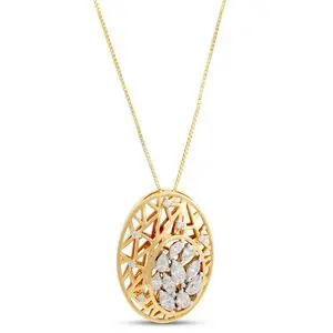 Benbridge Filigree Pendant Necklace With Diamond Cluster - Yg