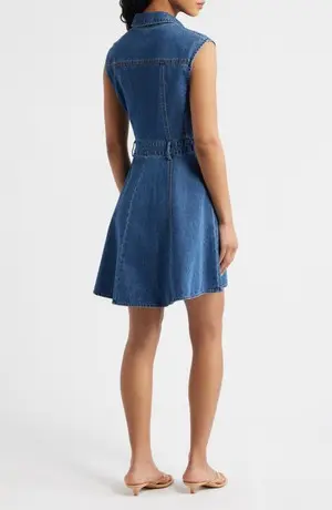 FREEMARKET Cotton Blend Denim Mini Shirtdress - Medium Denim