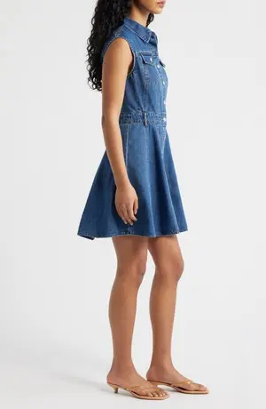 FREEMARKET Cotton Blend Denim Mini Shirtdress - Medium Denim