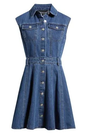 FREEMARKET Cotton Blend Denim Mini Shirtdress - Medium Denim