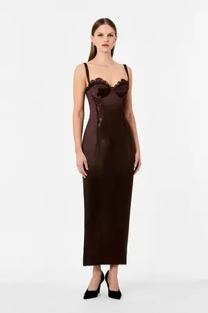 NICHOLAS Dominique Lace Paneled Midi Dress