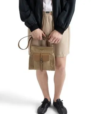 Prada Canvas And Leather Shoulder Bag - Neutral