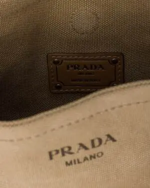 Prada Canvas And Leather Shoulder Bag - Neutral