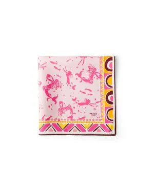 Prada Printed Silk Twill Scarf 55 - Yellow