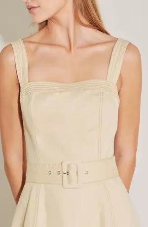 FREEMARKET Belted A-line Midi Dress - Neutral