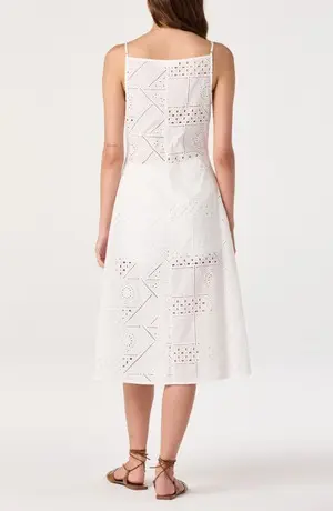 Astr The Label Mercy Eyelet Cotton Button-up Tunic Top