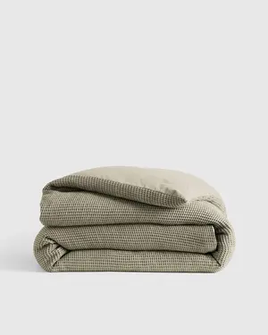 Quince Organic Waffle Duvet Cover - Dried Sage
