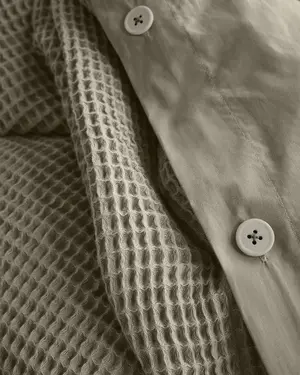 Quince Organic Waffle Duvet Cover - Dried Sage