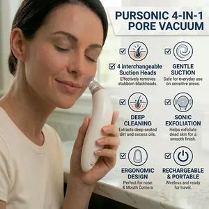 PURSONIC Dermaplaning Tool & Sonic Pore Vacuum Set - Multicolor