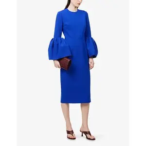 ROKSANDA Margot Puff-sleeve Woven Midi Dress - Iris