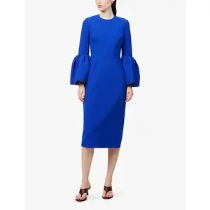 ROKSANDA Margot Puff-sleeve Woven Midi Dress - Iris