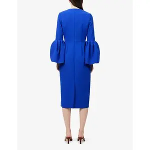 ROKSANDA Margot Puff-sleeve Woven Midi Dress - Iris