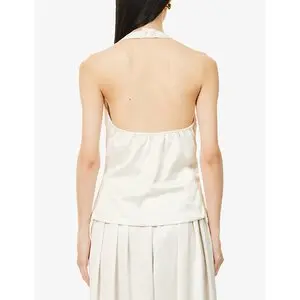 THE COUTURE CLUB Halterneck Sleeveless Satin Top - Ivory