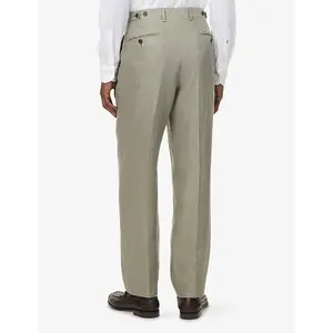 Corneliani Elasticated-waist Linen Trousers - Green Coloured 053