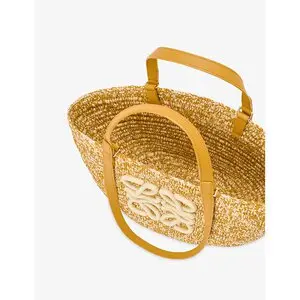 Loewe X Paula's Ibiza Eclipse Medium Raffia Basket Bag - Mustard